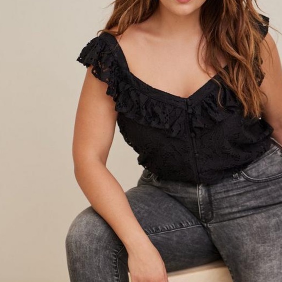 torrid | Tops | Short Sleeve Ruffle Lace Top | Poshmark